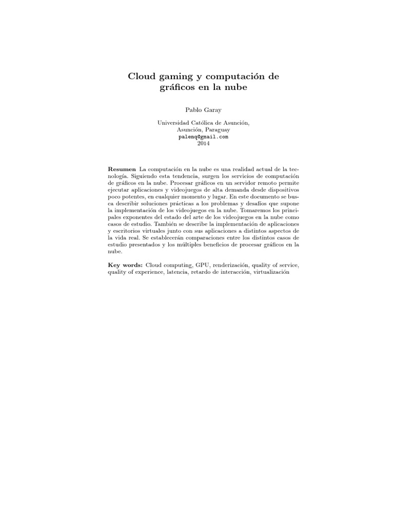 Cloud Gaming | PDF | Computación en la nube | Computación distribuída