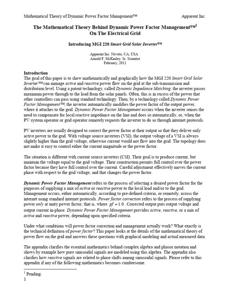 The Mathematics of Dynamic Power Management On The Grid | PDF | Ac Power | Electrical Impedance