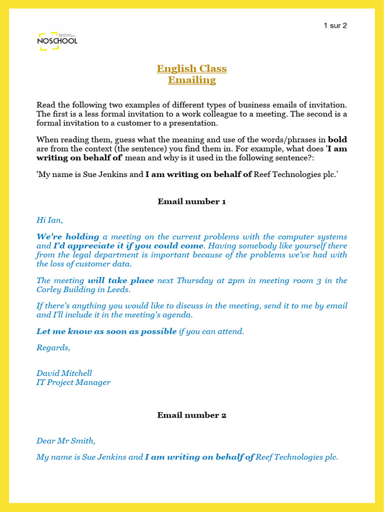 Emailing Invitation Ex | PDF
