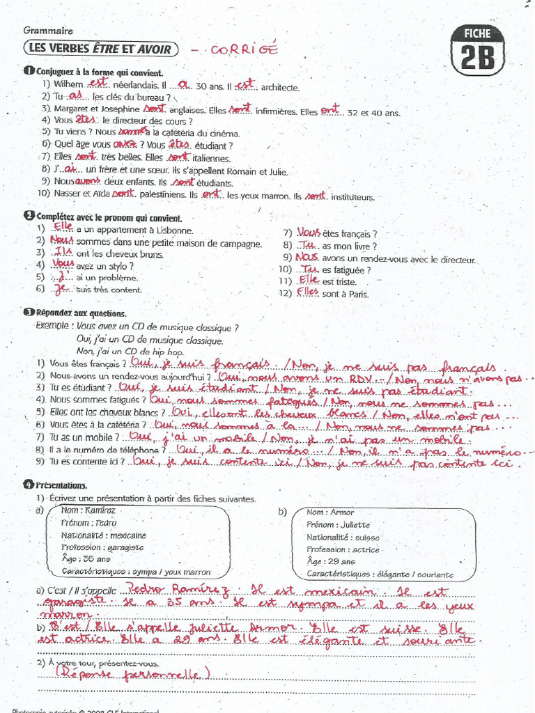 A12 D4 L2 - Révision Des Verbes Être Aller Venir - Corrigé | PDF
