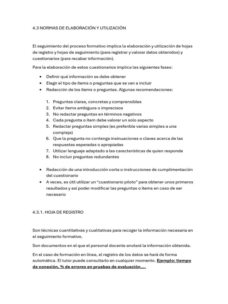 Normas de Elaboración y Utilización | PDF | Cuestionario | Evaluación