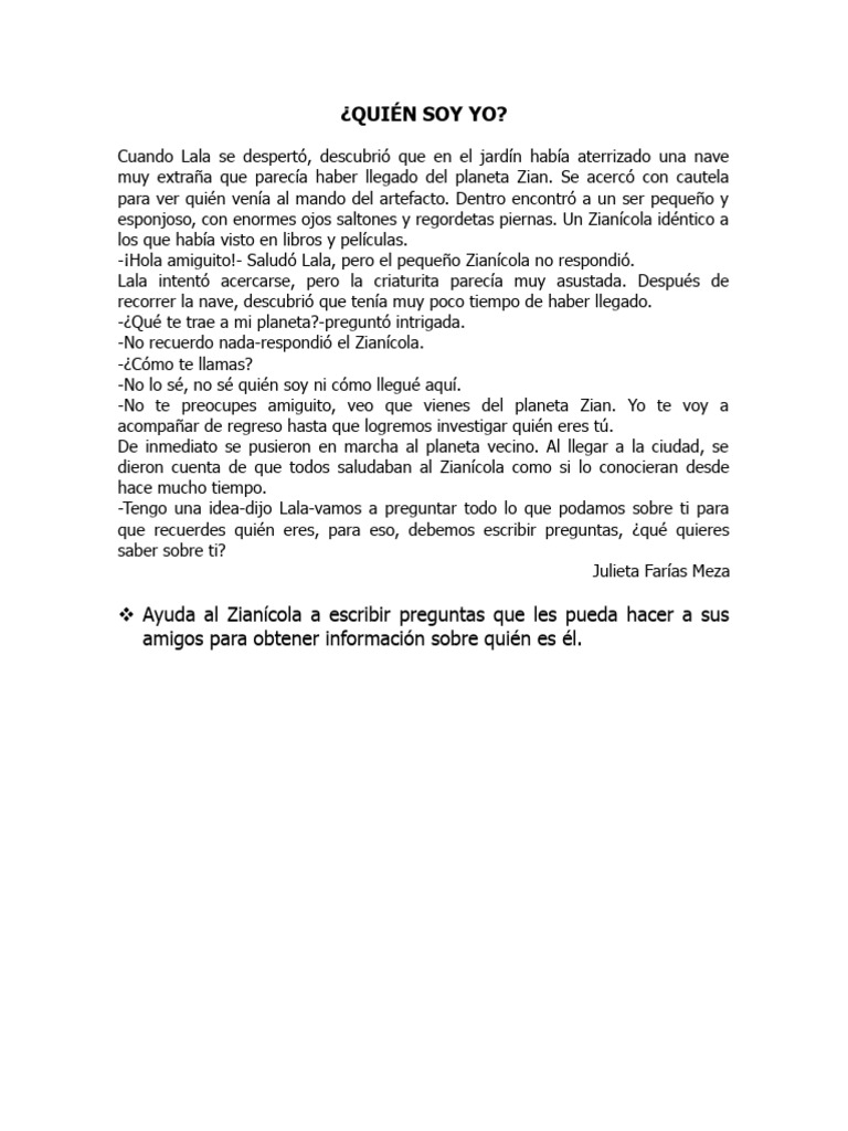 QUIÉN SOY YO Cuento | PDF