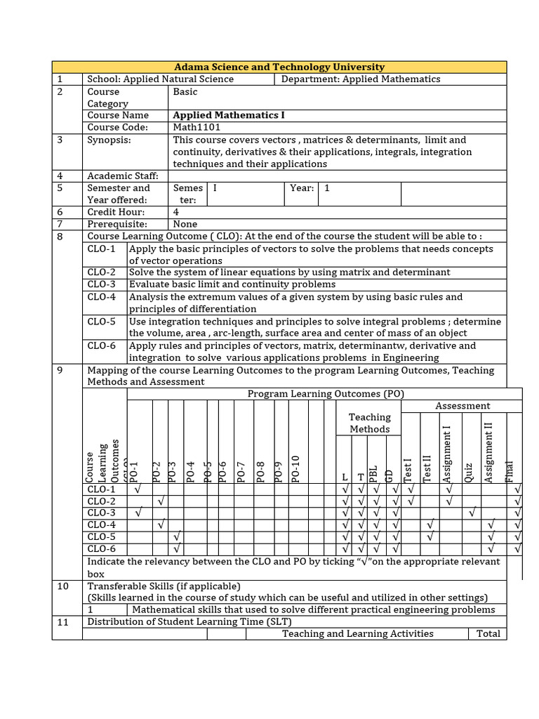 Math 1101 | PDF | Matrix (Mathematics) | Determinant