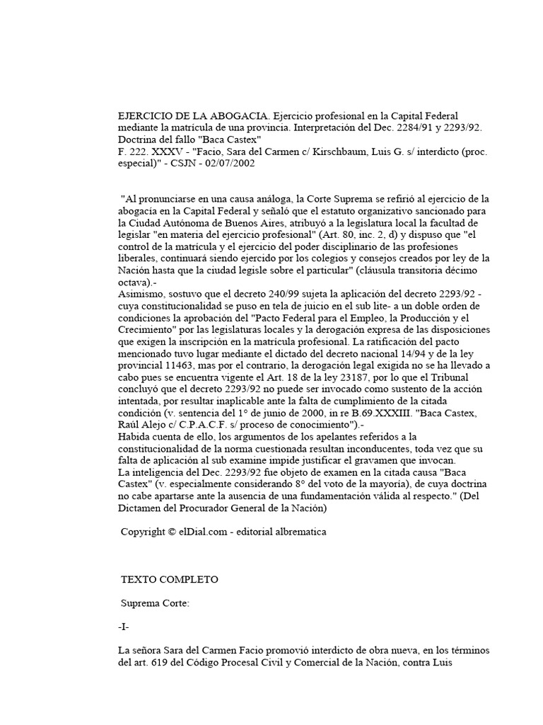 Ejercicio de La Abogacia | PDF | Precedente | Jurisdicción