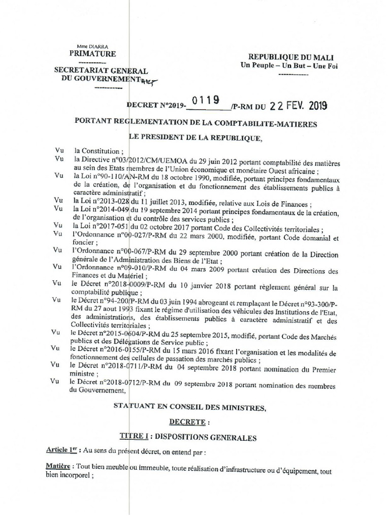 Decret 2019 0119 CM | PDF