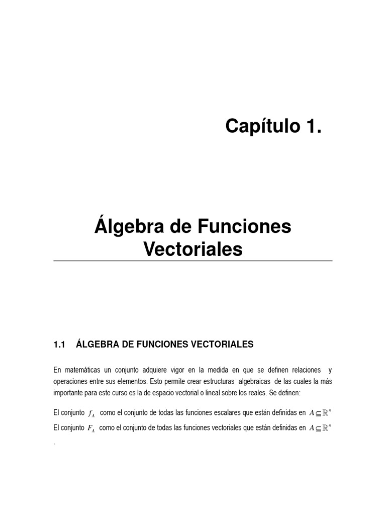 Capítulo 1-Álgebra de Funciones Vectoriales | PDF | Espacio vectorial | Escalar (Matemáticas)