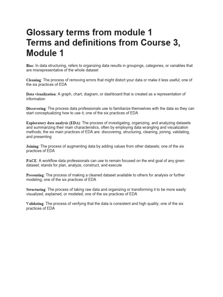 Glossary Terms From Module 1 | PDF
