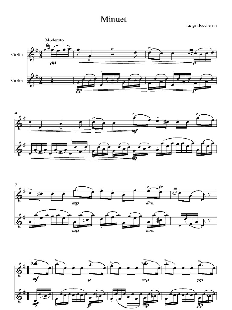 Minuet, Duet - Boccherini | PDF