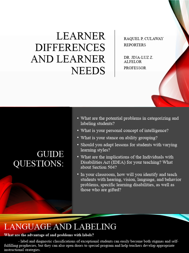 Learner Differences and Learner Needs | PDF | Intelligence | Intellectual Disability