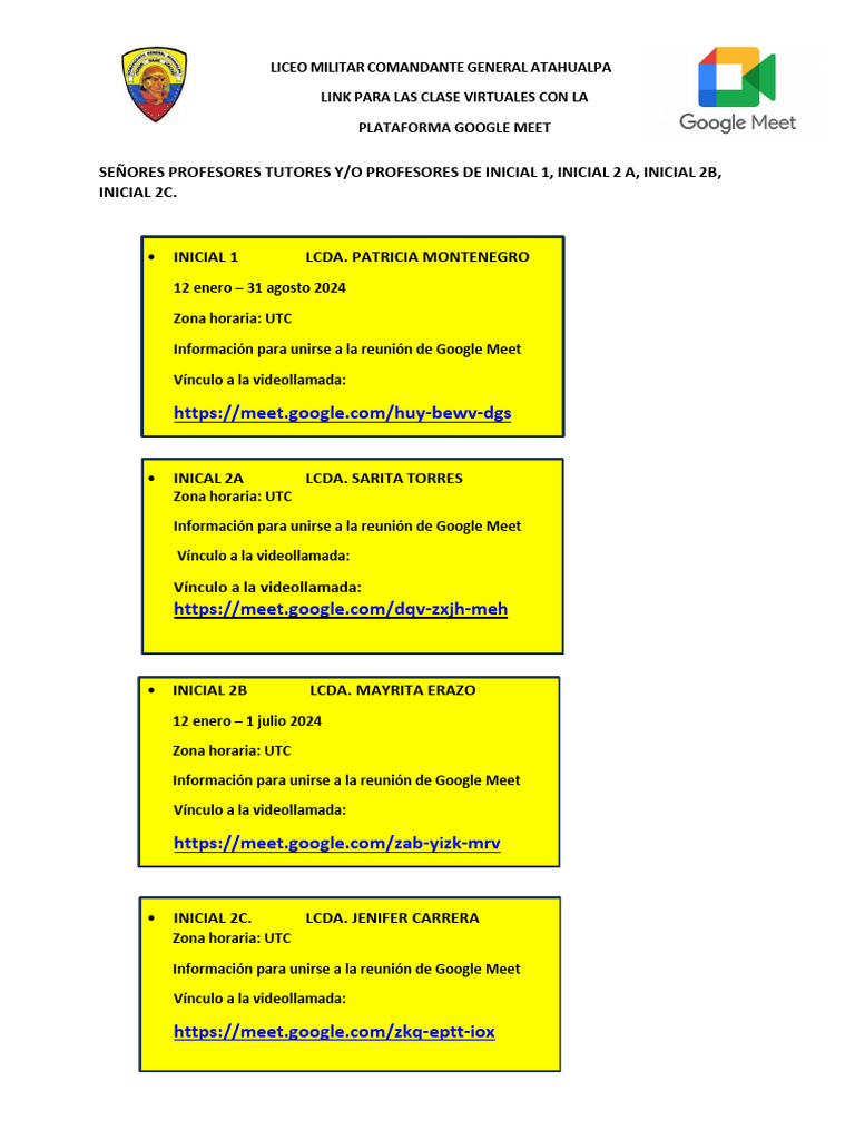Enlaces para Clases Virtuales 2024 | PDF | Informática