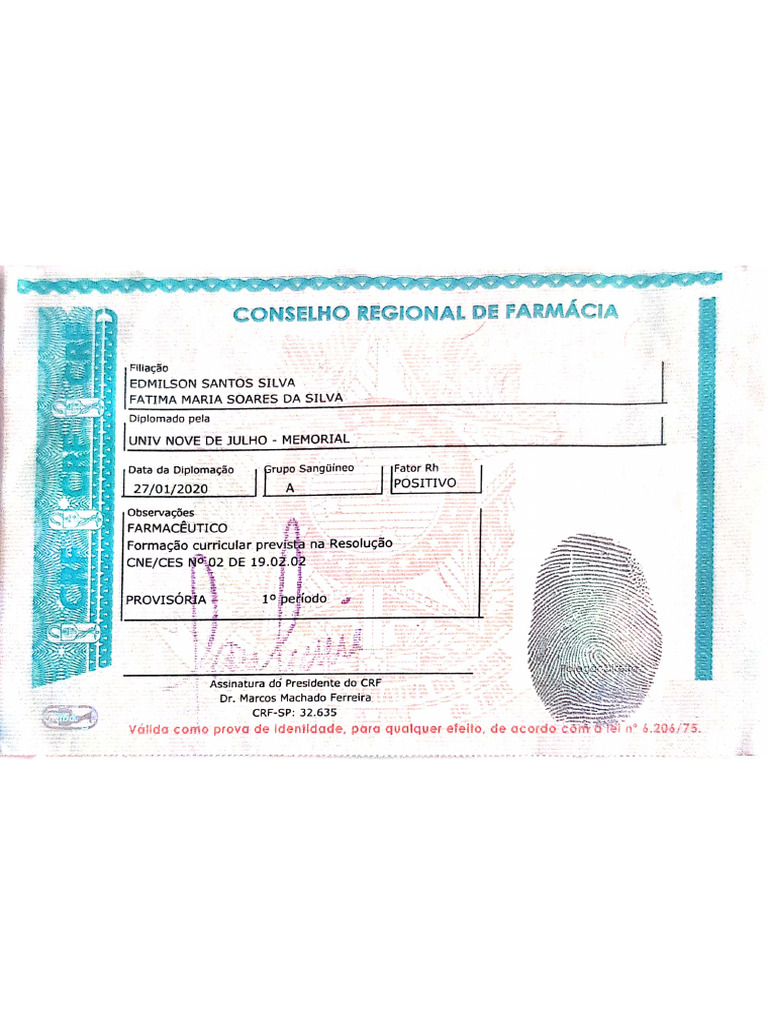 Carteira Do CRF | PDF