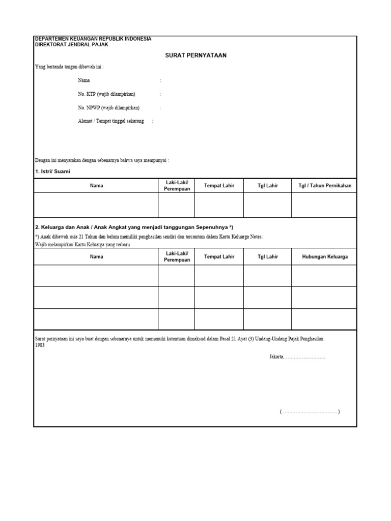 Surat Pernyataan Tanggungan (PTKP) | PDF