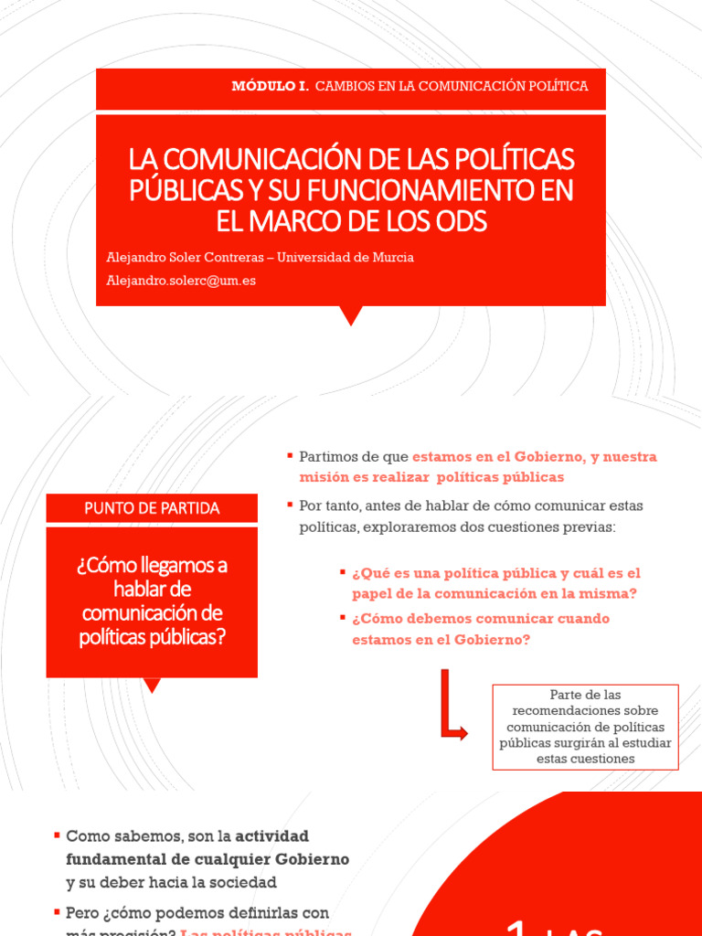 Comunicación de Políticas Públicas y Su Funcionamiento en El Marco de Los ODS. Bloque I | PDF