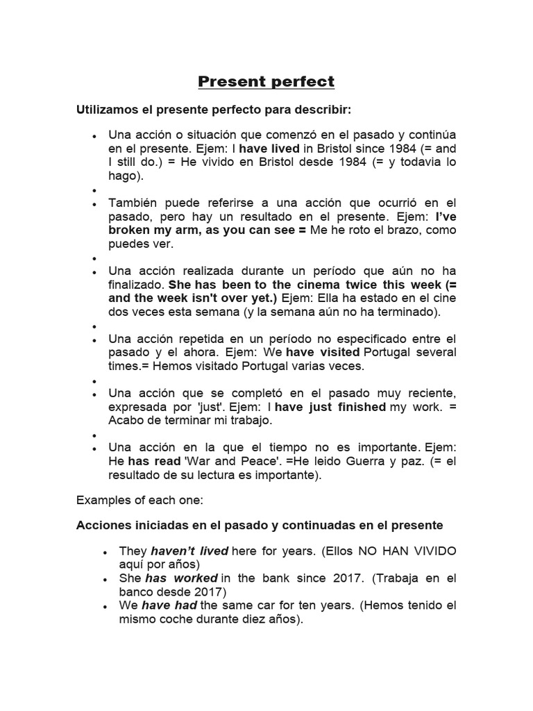 Present Perfect Theory | PDF