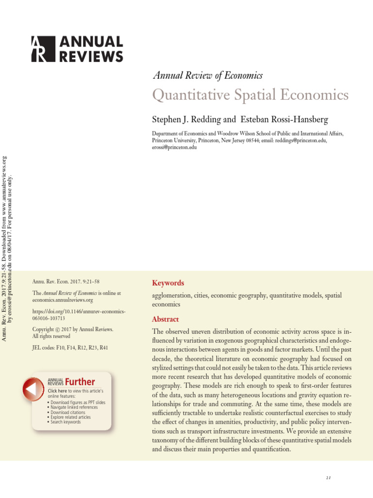 Quantitative Spatial Economics | PDF | Economics | Labour Economics