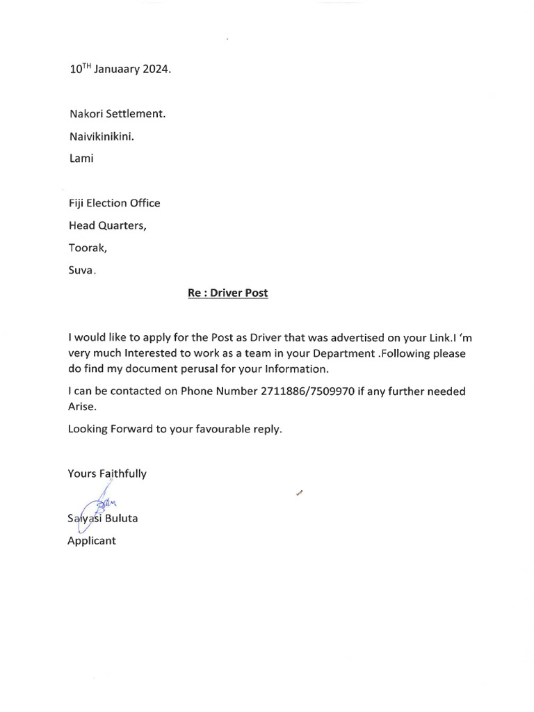 Letter - Driver | PDF