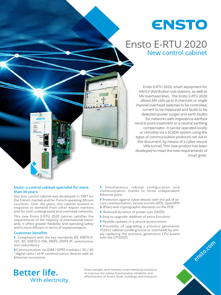Ensto E-RTU 2020 Control Cabinet | PDF | Virtual Private Network | Scada