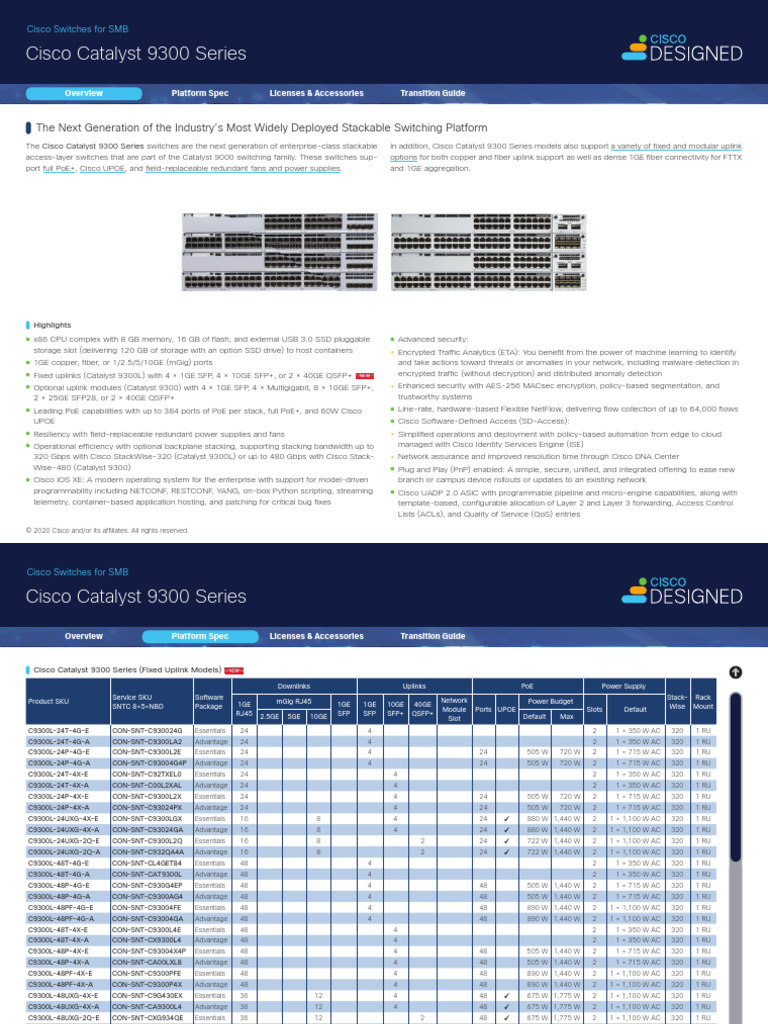 Cisco Catalyst 9300 Series Brochure | PDF | Computing | Computer ...