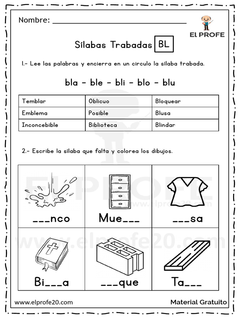 Cuadernillo Para Trabajar Silabas Trabadas Primaria 02 Pdf