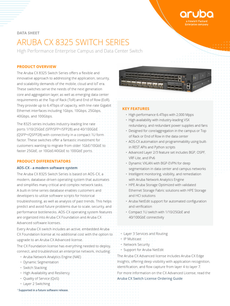 Aruba CX 8325 Switch Series Overview | PDF