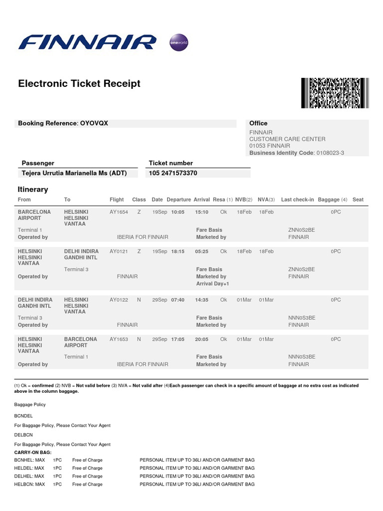 Your Electronic Ticket Receipt | PDF | Civil Aviation | Transport