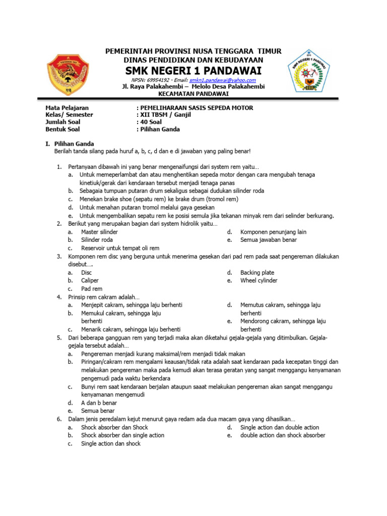 Soal Sasis Kelas Xii Pas Ganjil 20232024 | PDF