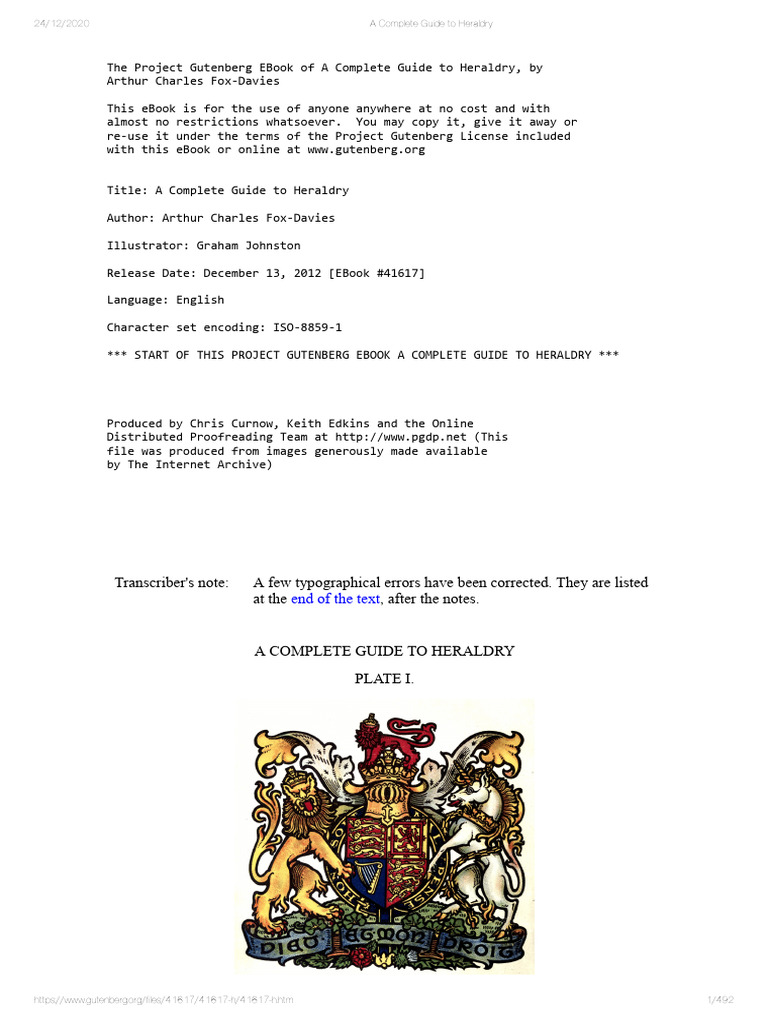 A Complete Guide to Heraldry | PDF | Heraldry | Project Gutenberg