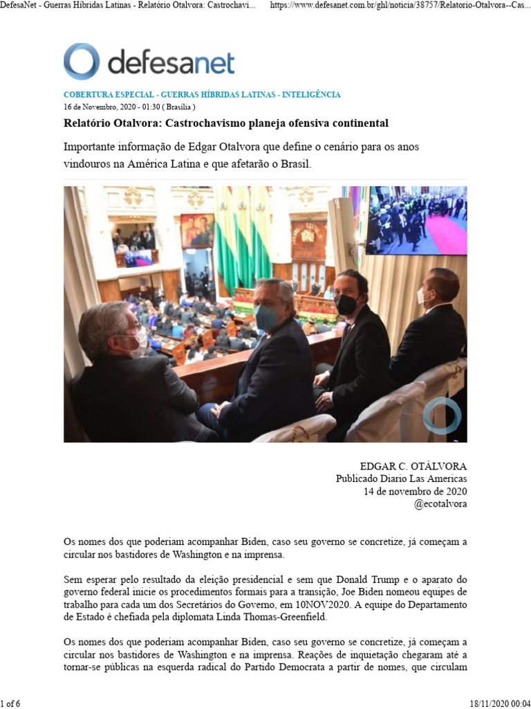 Relatório Otalvora - Castrochavismo Planeja Ofensiva Continental | PDF ...