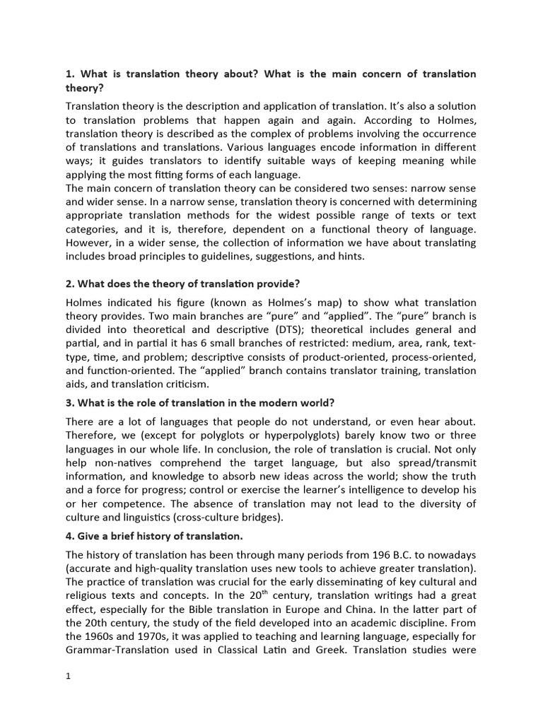 Overview of Translation Theory | PDF | Translations | Communication