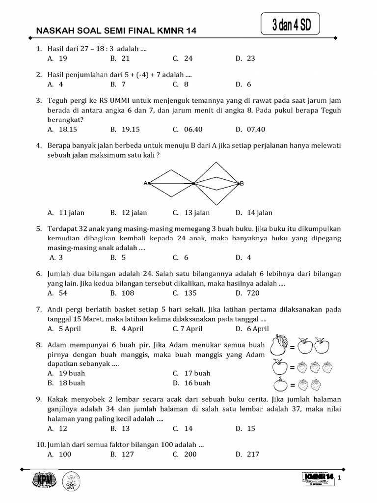 Semi Final KMNR 14 THN 2019 Kls 3-4 | PDF