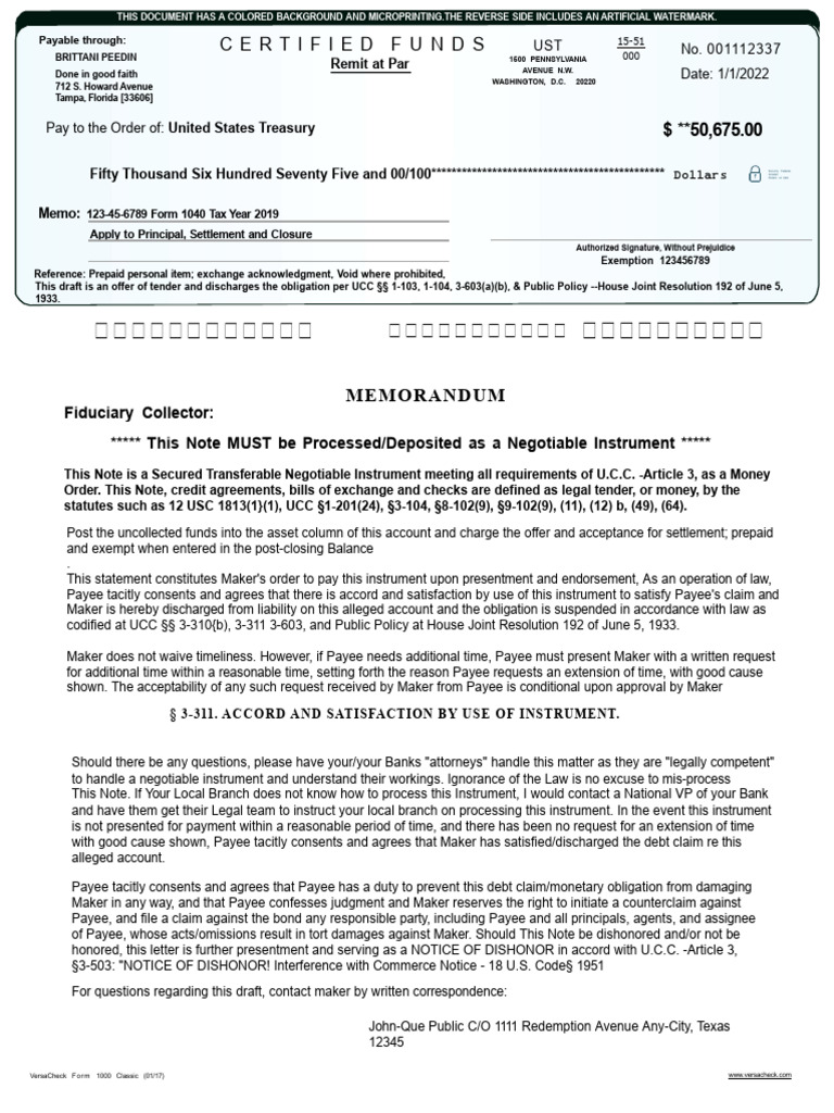 Certified Funds: Memorandum | PDF | Negotiable Instrument | Payments