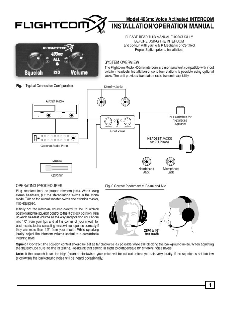 FlightCom 403MC | PDF | Headphones | Electrical Connector