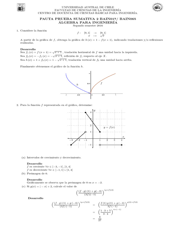 Prueba Conjuntos y Funciones 2016 | PDF | Función (Matemáticas) | Análisis matemático
