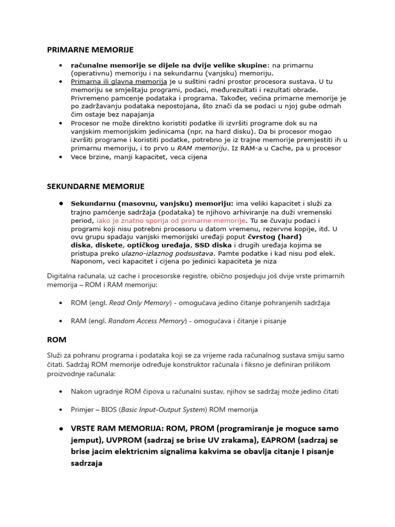 Primarne Memorije | PDF