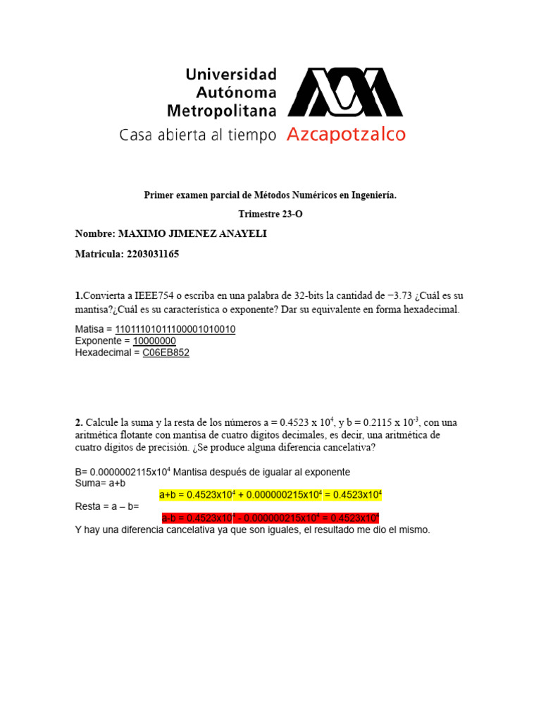 Examen 1 MAXIMO JIMENEZ ANAYELI | PDF