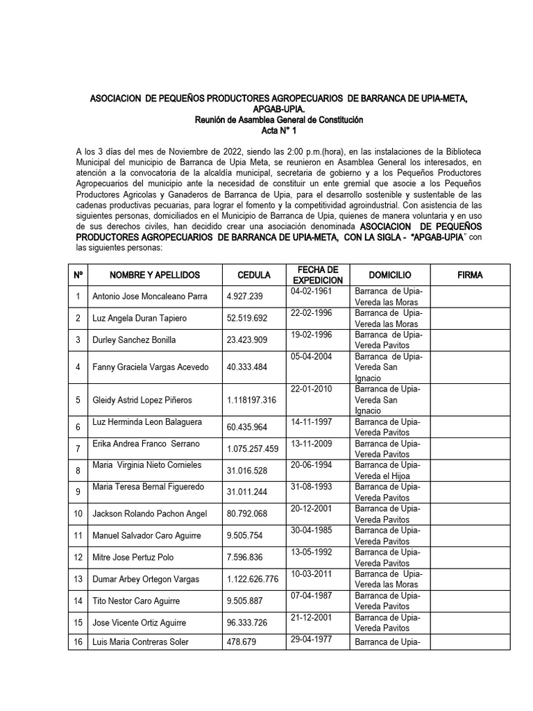 Apgab-Upia. Asociacion de Pequeños Productores Agropecuarios de ...