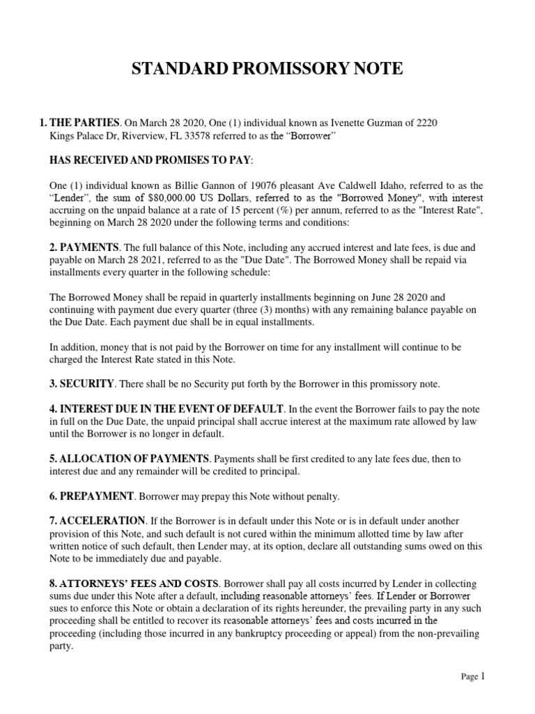 Promisorry Note | Download Free PDF | Interest | Promissory Note