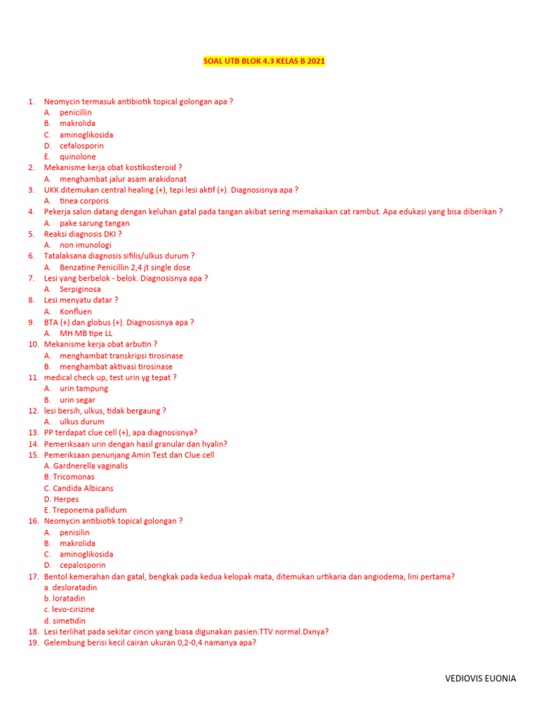 Soal Utb Blok 4.3 Kelas B (2021) | PDF
