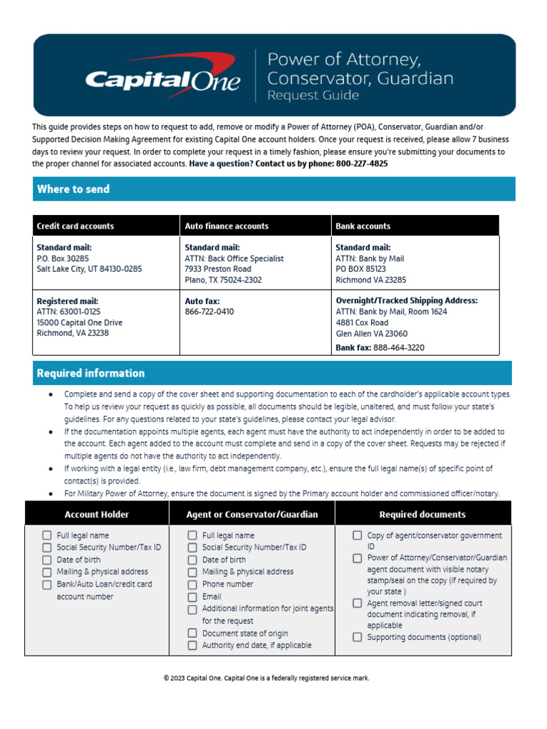 Change / Revoke Power of Attorney: Capital One | PDF | Mail | Credit Card
