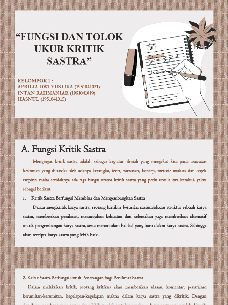 Fungsi Dan Tolok Ukur Kritik Sastra | PDF