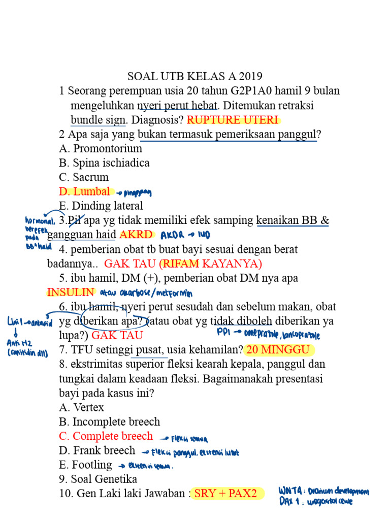 Soal Utb Kelas A 2019 | PDF