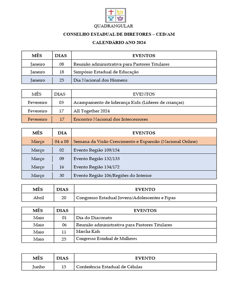 Calendario CED 2024 PDF 16-01-24 | PDF | Ciências Sociais | Casa e Jardim