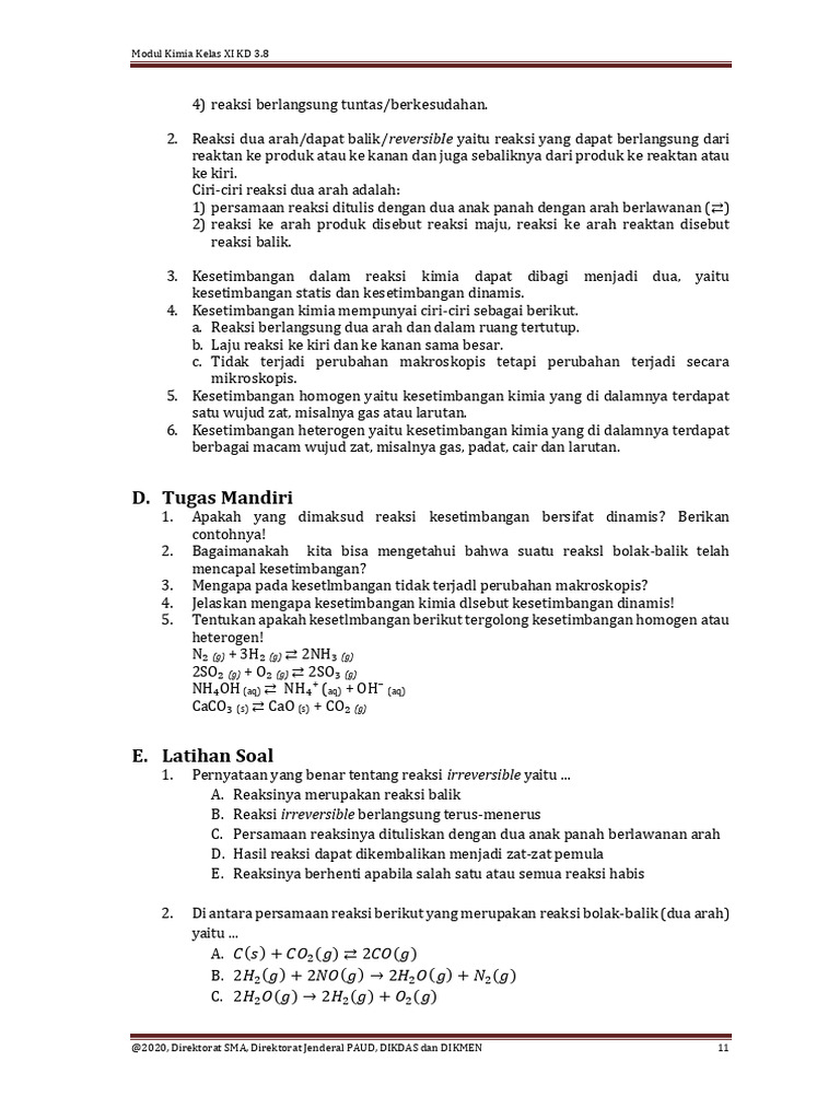 Latihan Soal Kesetimbangan Kimia | PDF