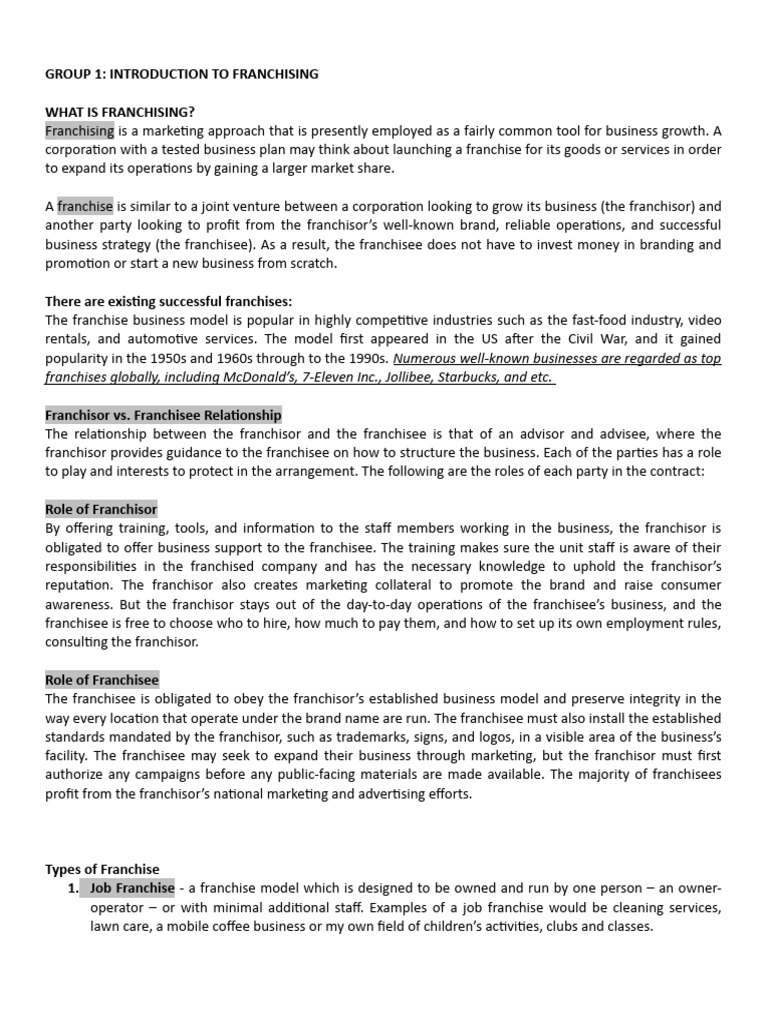Understanding Franchising Basics | PDF | Franchising | Economies