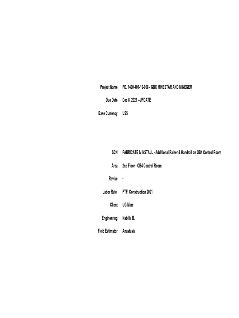 SCN - Fab Add Raiser and Handrail On OB4 Control Room - Update | PDF ...