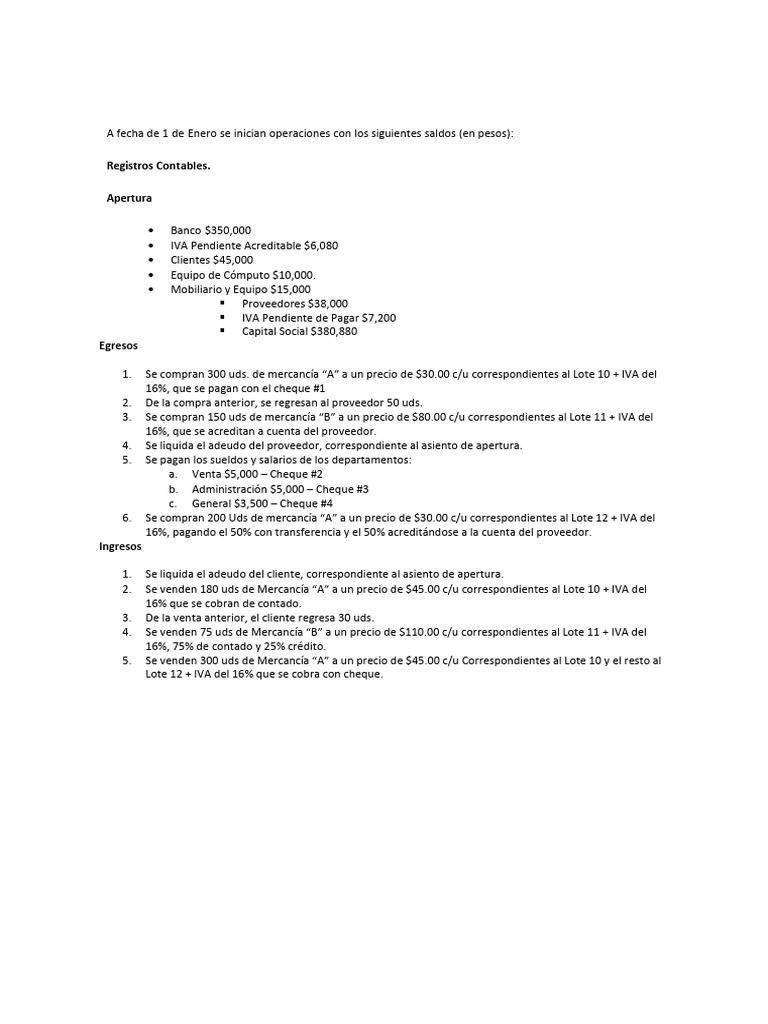 Práctica Contable #1 | PDF