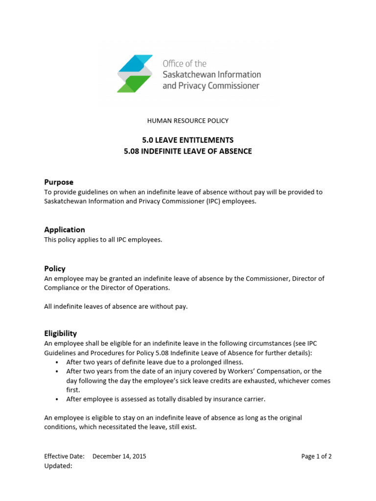 5.08 Indefinite Leave of Absence | PDF