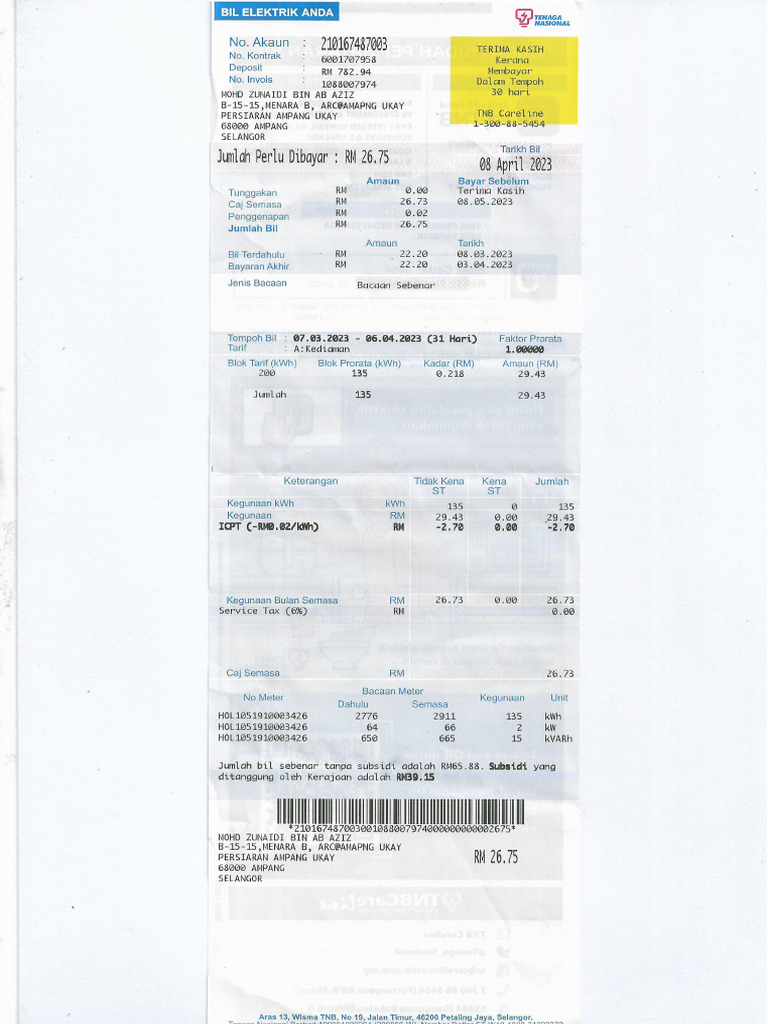 Electricity Bill Malaysia | PDF