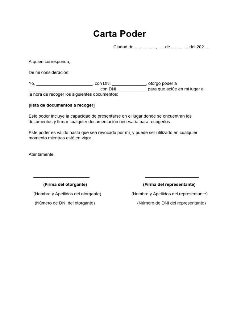 Carta Poder para Recoger Documentos | PDF