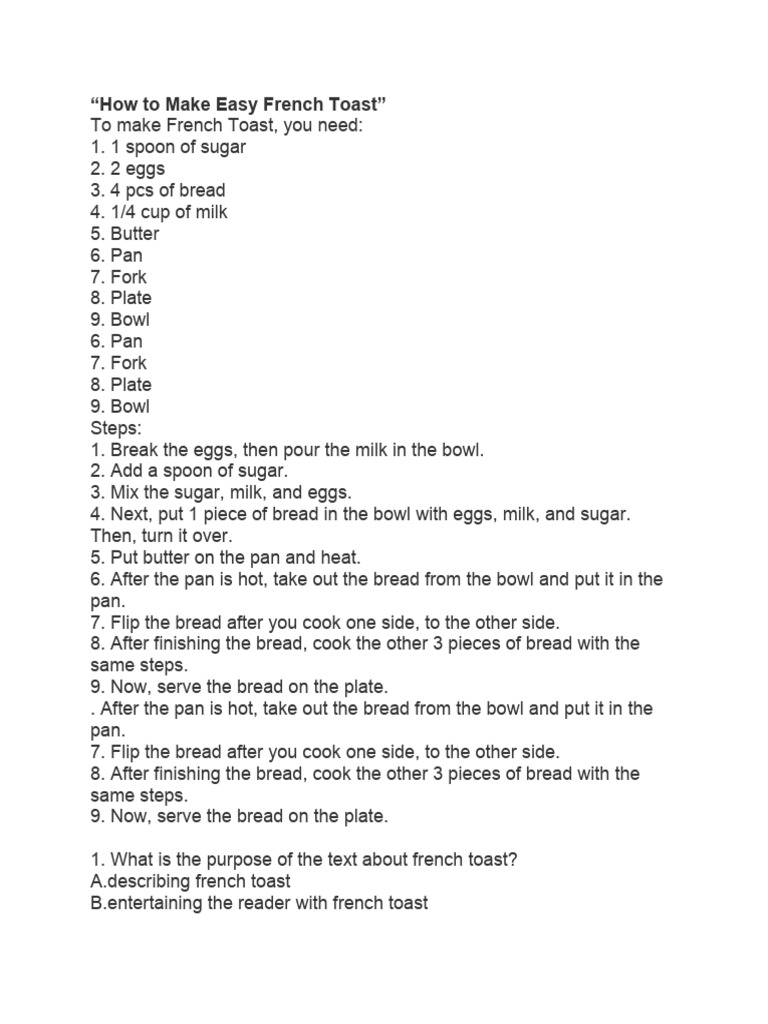 Soal Procedure Text | PDF | Cakes | Breads